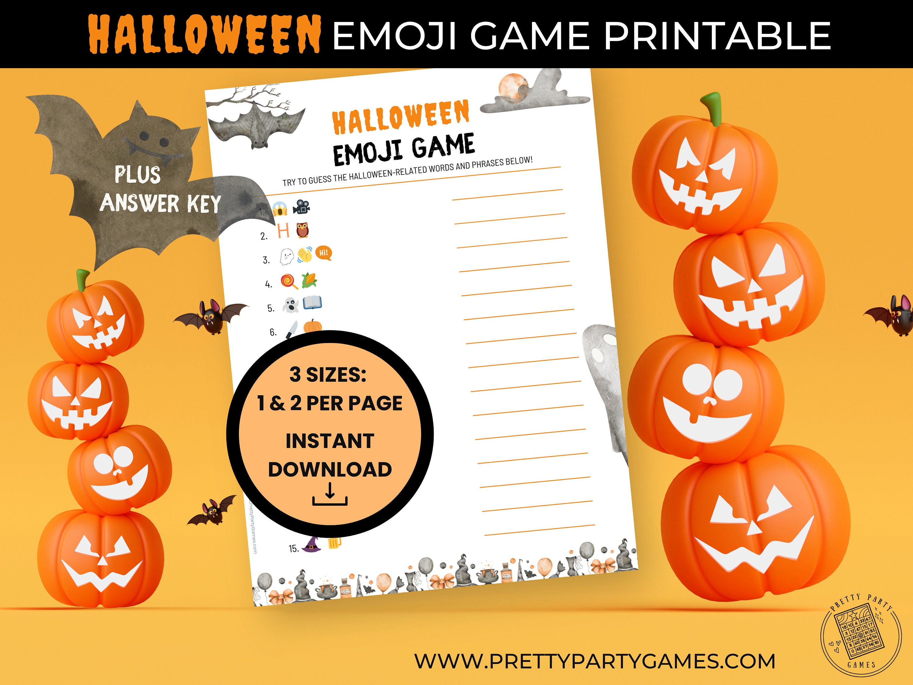 Halloween Emoji Game With Answer Key, Instant Digital Download, Fun ...