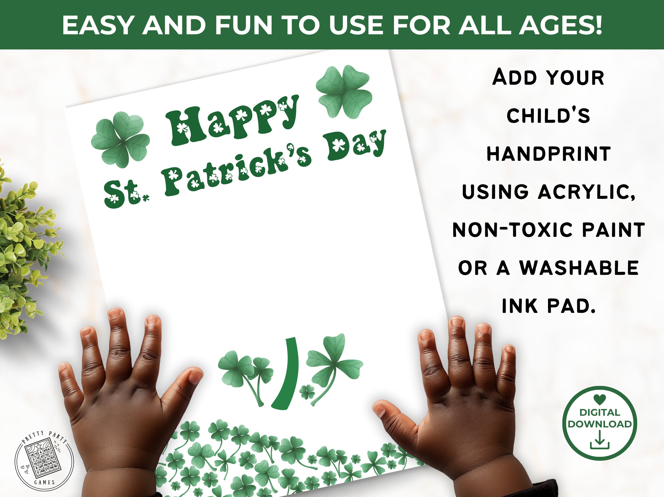 Printable Handprint St Patrick's Day Activity, Irish Clover Shamrock ...