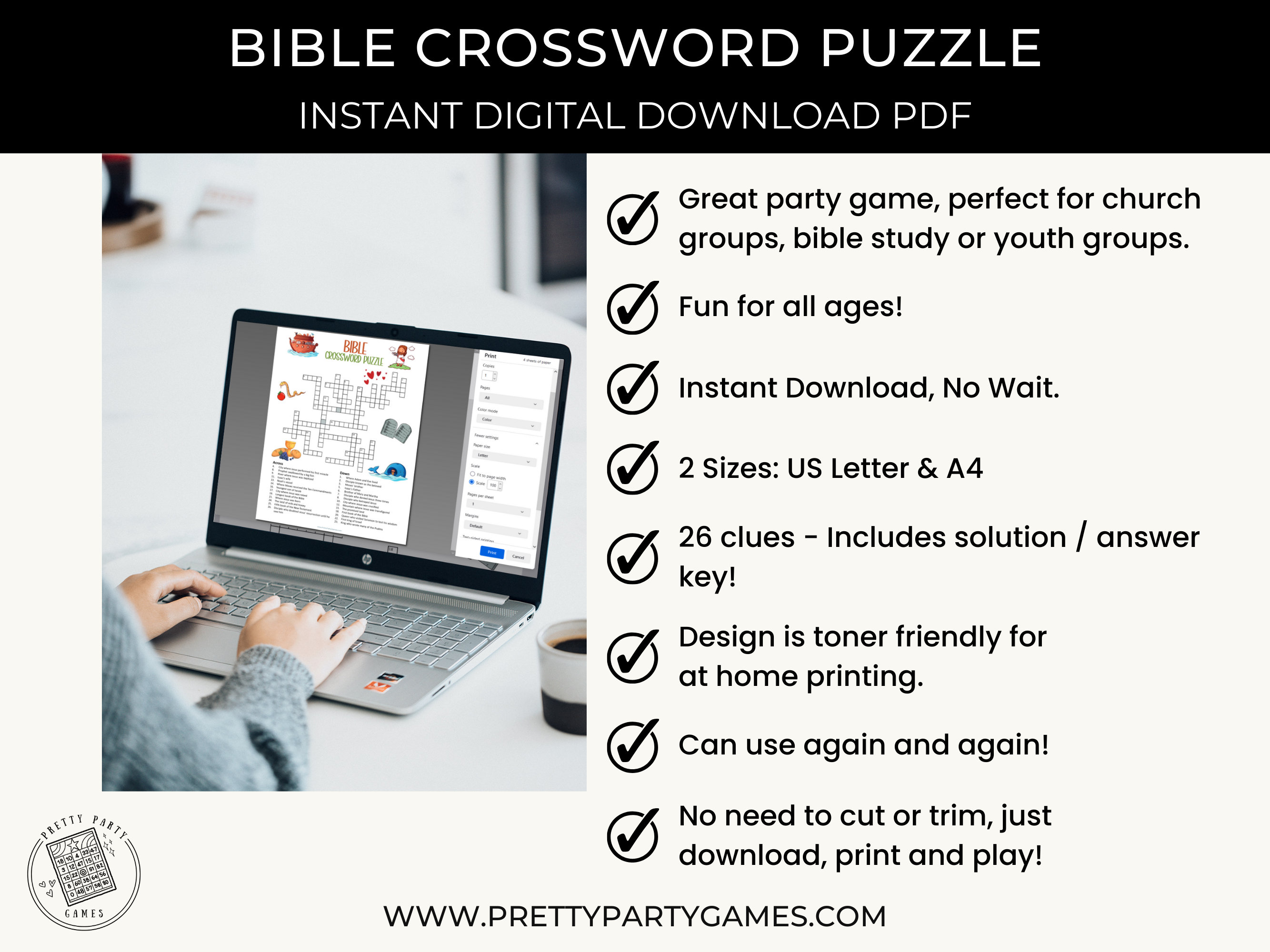 Bible Crossword Puzzle Printable Solution, Bible Study Games for Kids ...
