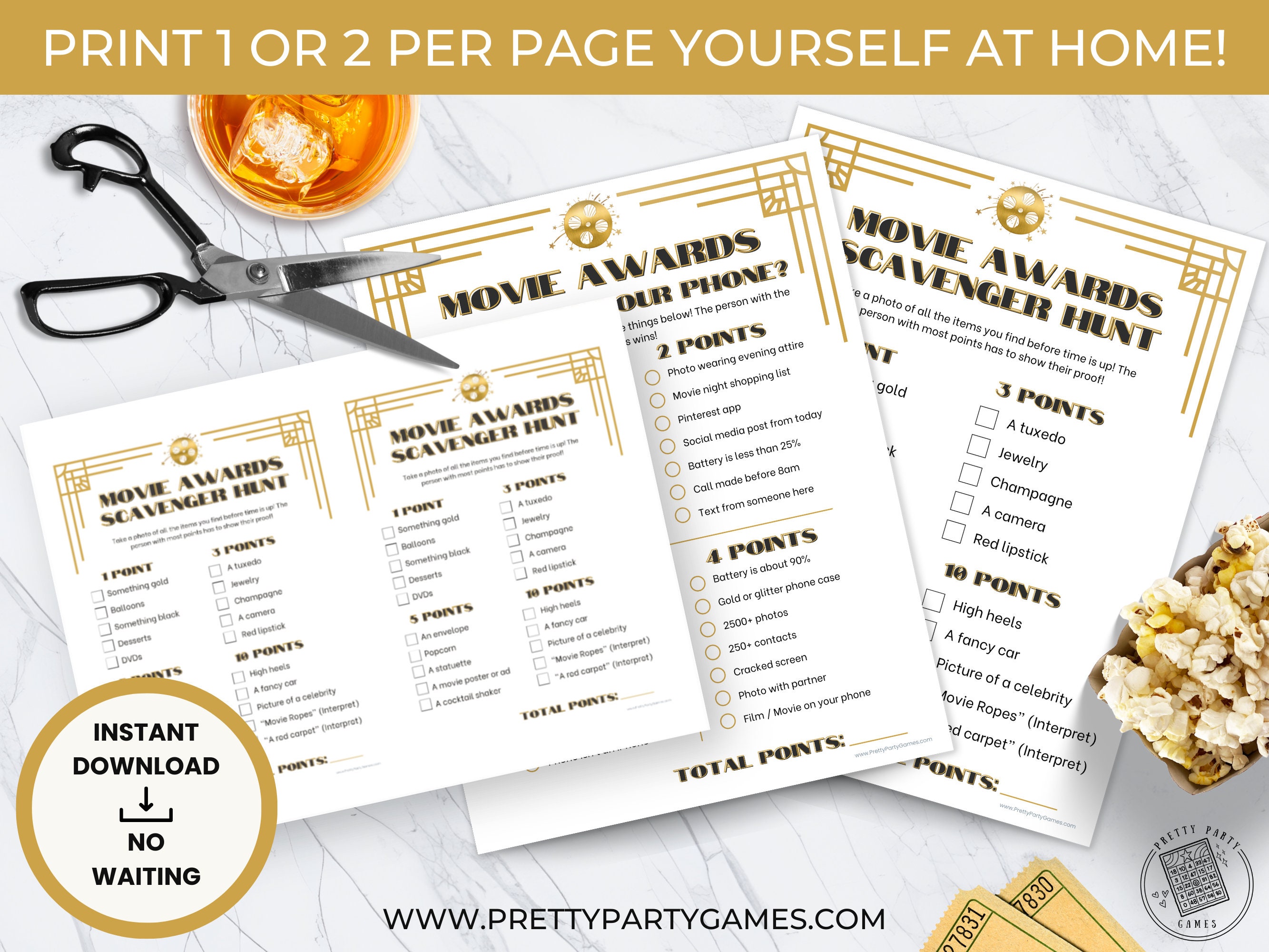 2 Movie Awards Party Games, Photo Scavenger Hunt What's on Your Phone ...