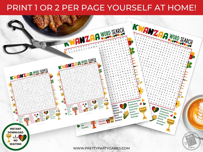 Kwanzaa Word Search Printable & Answer Key, Educational Word Search ...