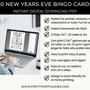 50 Printable New Years Bingo Cards, Work Holiday Bingo Game, New Years ...