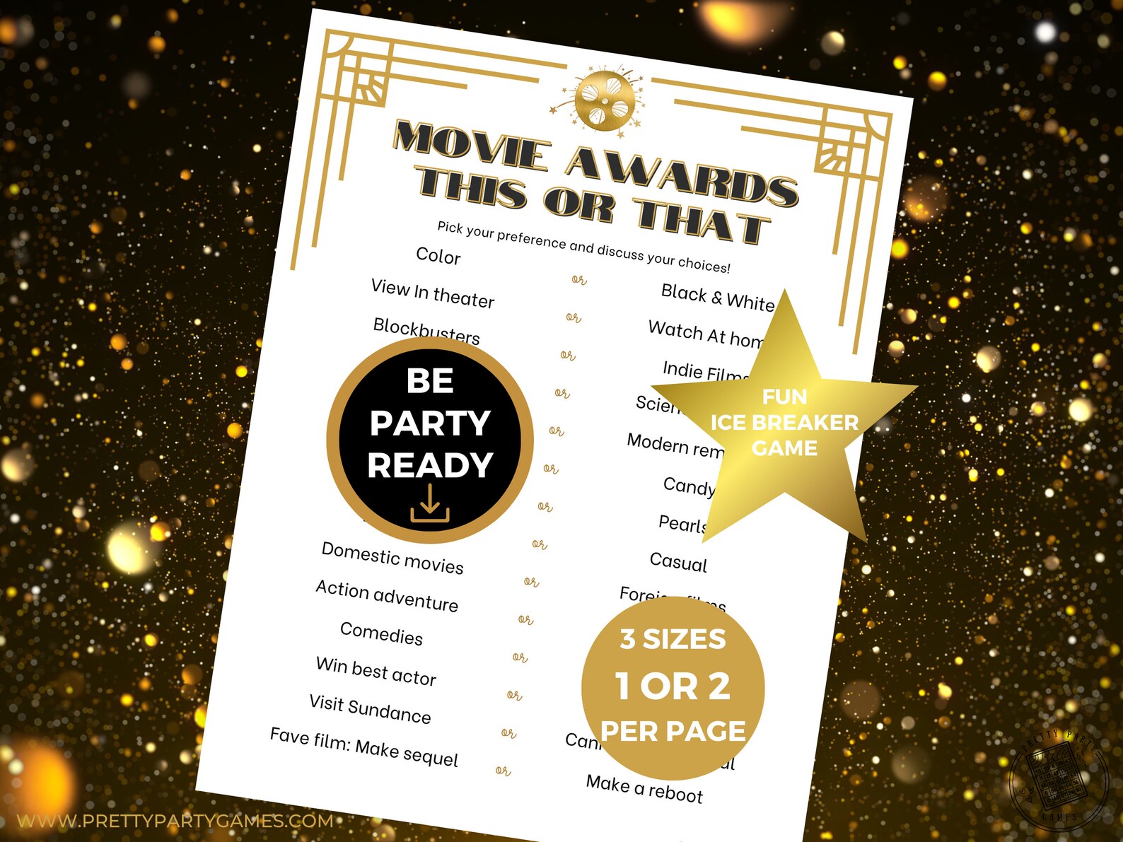 This or That Game, Movie Awards Party Games, Printable Would You Rather ...