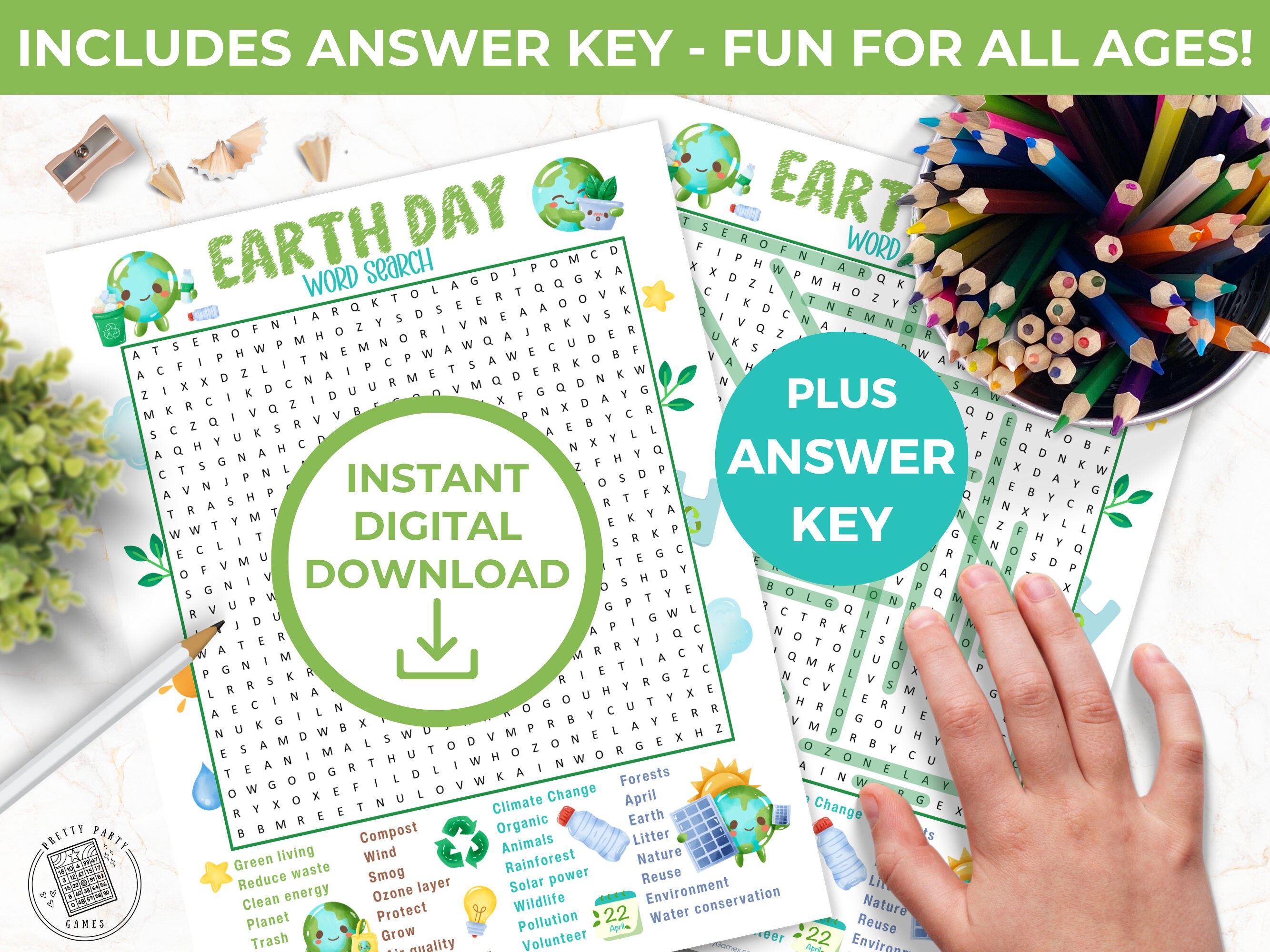 Earth Day Word Search Puzzle and Solution, Earth Day Party Games for ...