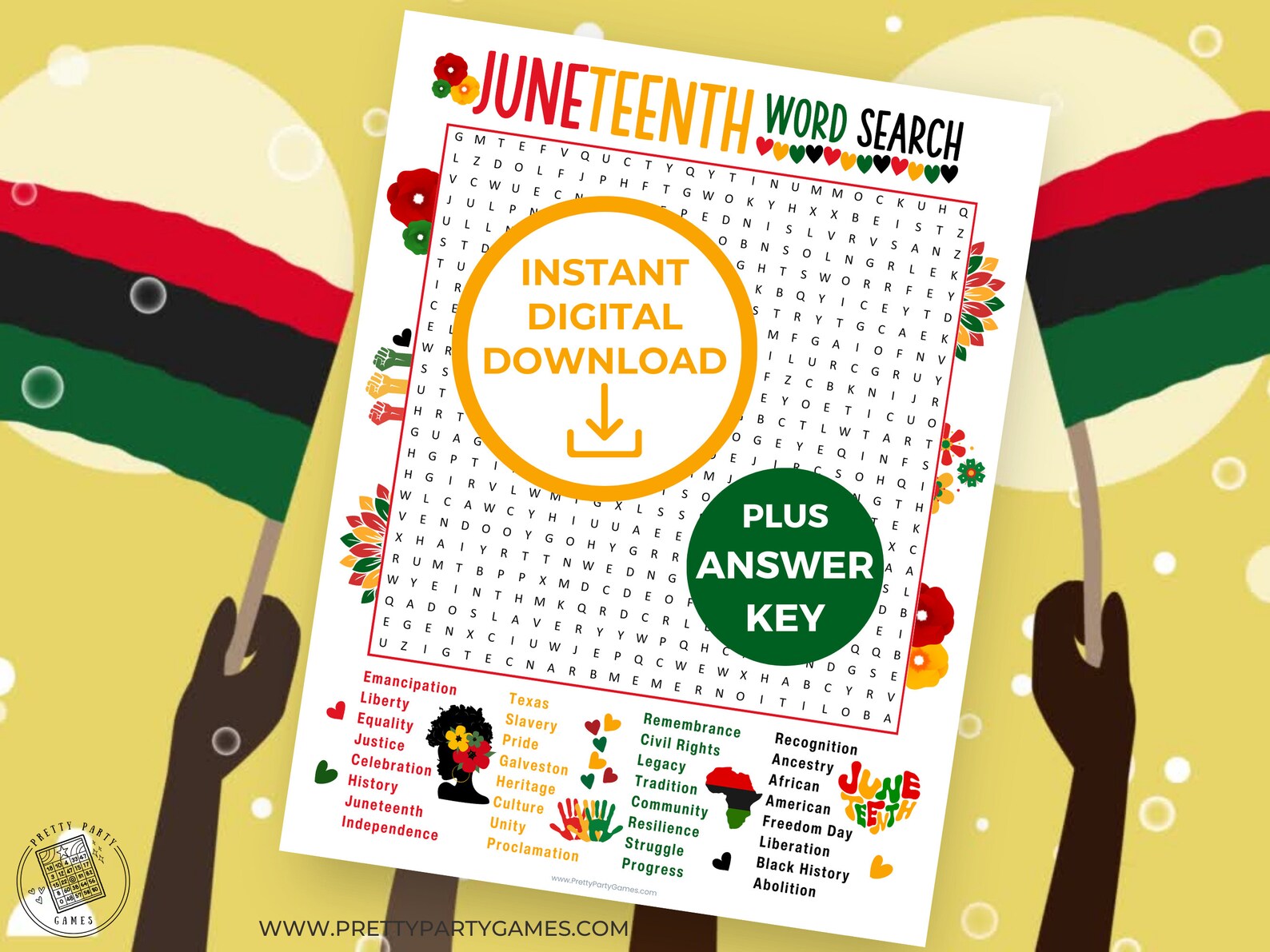 Juneteenth Word Search Game, Juneteenth Activity for Kids & Adults, Fun ...