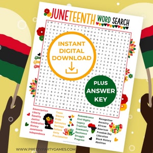 Juneteenth Word Search Game, Juneteenth Activity for Kids & Adults, Fun ...