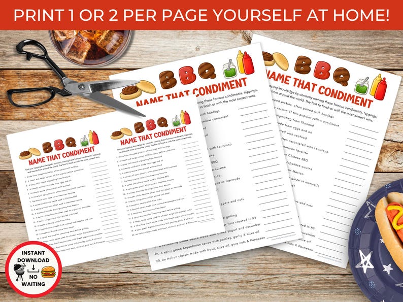 Name That Condiment Food Trivia Game, Backyard BBQ Games for Groups ...