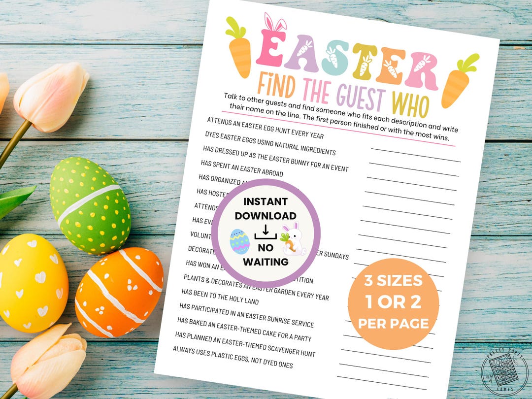 Easter Find the Guest Game, Easter Ice Breaker Game, Easter Party Games ...