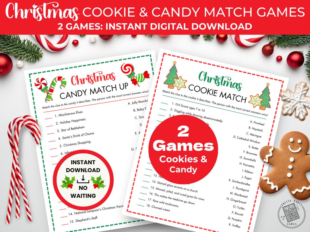 Christmas Cookie Match Game & Christmas Candy Match Game Printables, 2 ...
