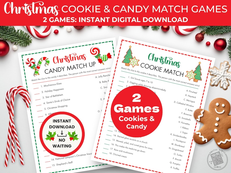 Christmas Cookie Match Game & Christmas Candy Match Game Printables, 2 ...