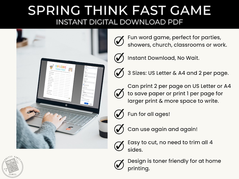 Spring Think Fast Game, Printable Spring Party Games, Spring Games for ...