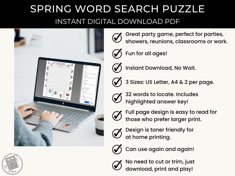 Spring Word Search Printable + Answer Key, Wordsearch Puzzles for Kids ...