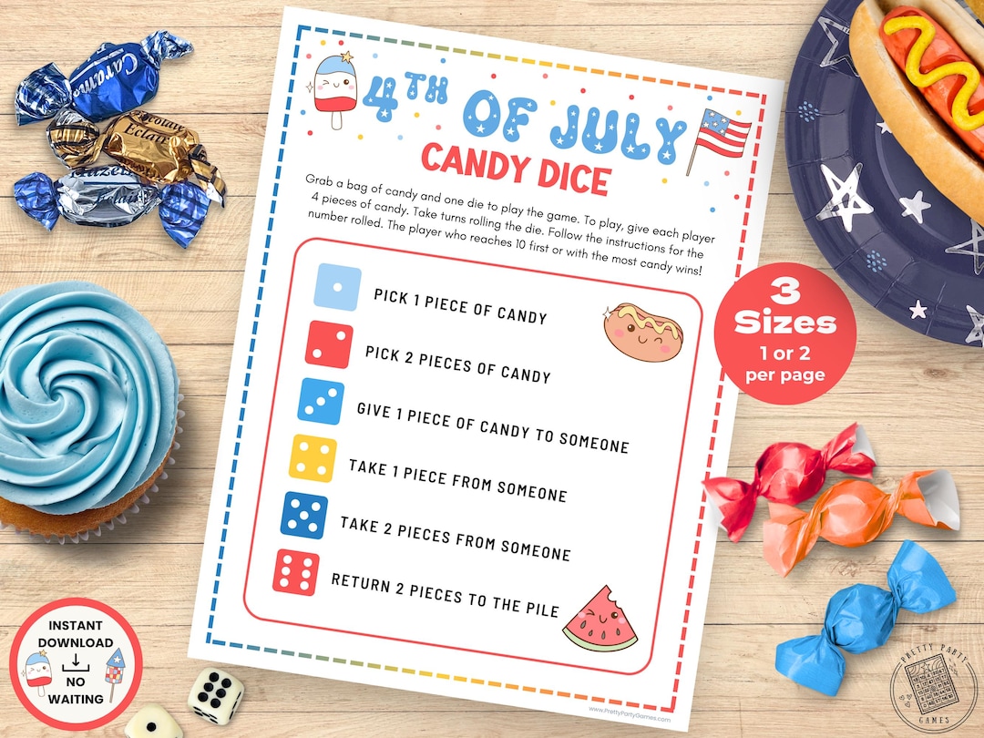 4th of July Candy Dice Game, Independence Day Busy Activities for ...