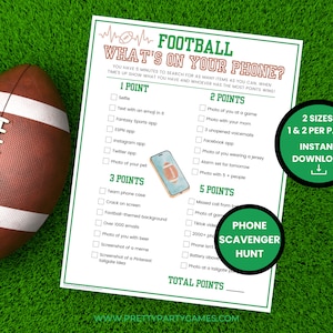 Football What's on Your Phone Game for Sports Birthday, Fun Sports ...