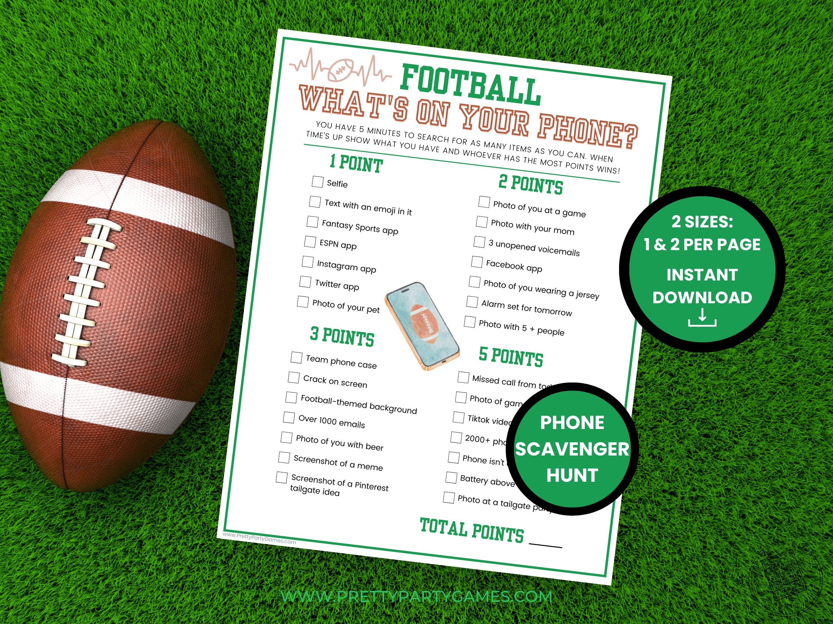 Football What's on Your Phone Game for Sports Birthday, Fun Sports ...