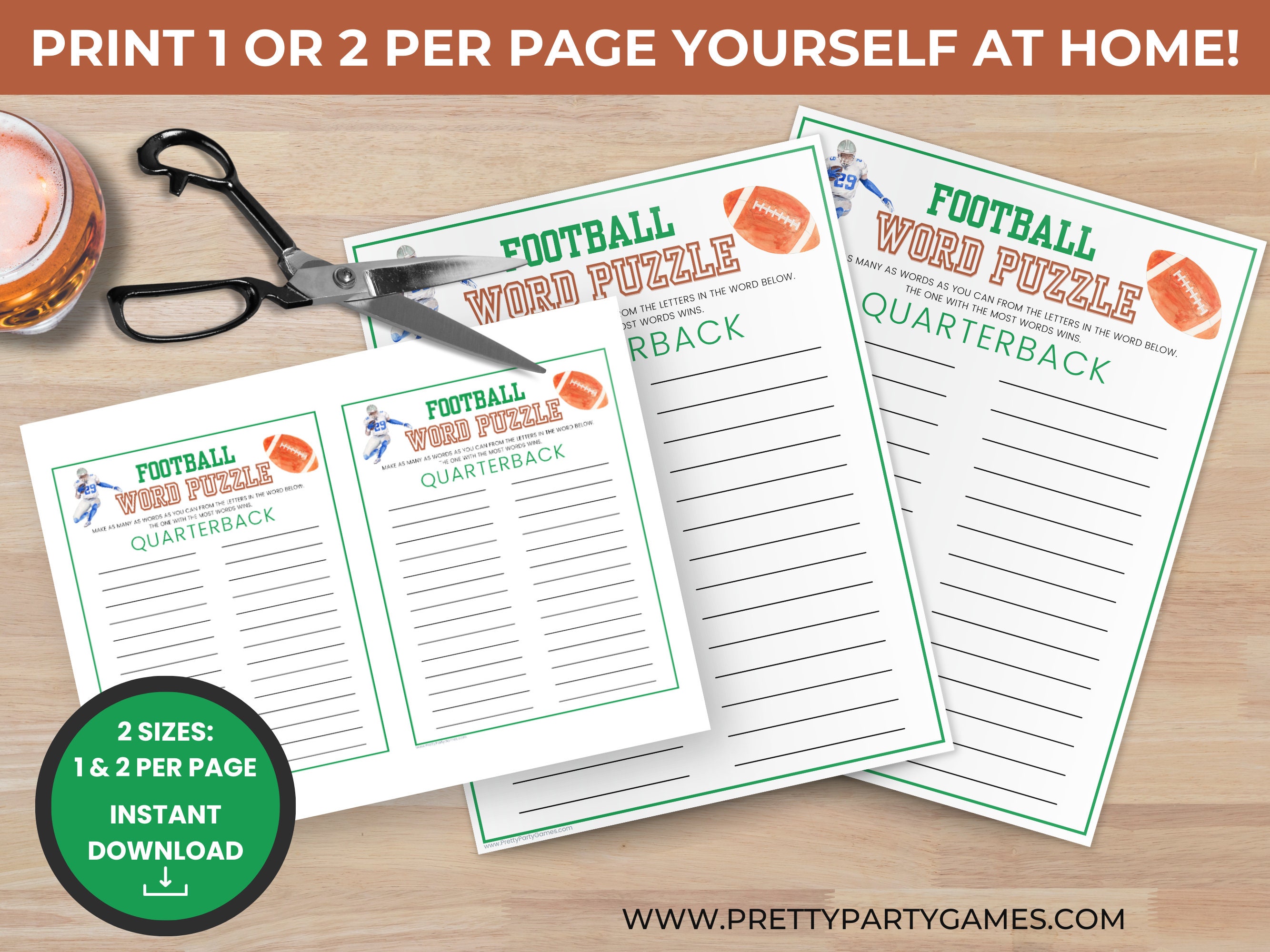 Football Quarterback Word Puzzle Game, Printable Football Party Games ...