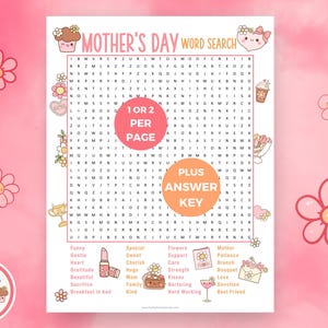 Mother's Day Word Search, Printable Word Search Puzzle, Mother's Day ...