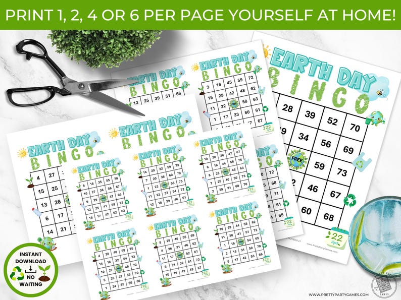 50 Earth Day Bingo Cards With Numbers, Printable Bingo Cards for Kids ...