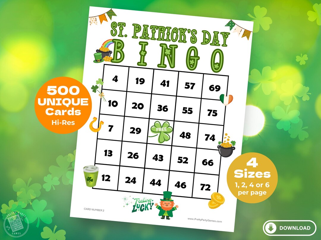 500 St. Patrick's Day Bingo Cards With Numbers, St Patricks Day Bingo ...