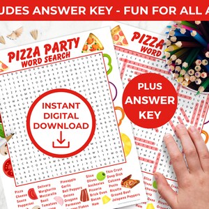 Printable Pizza Word Search Puzzle for Kids & Adults, Fun Pizza Party ...