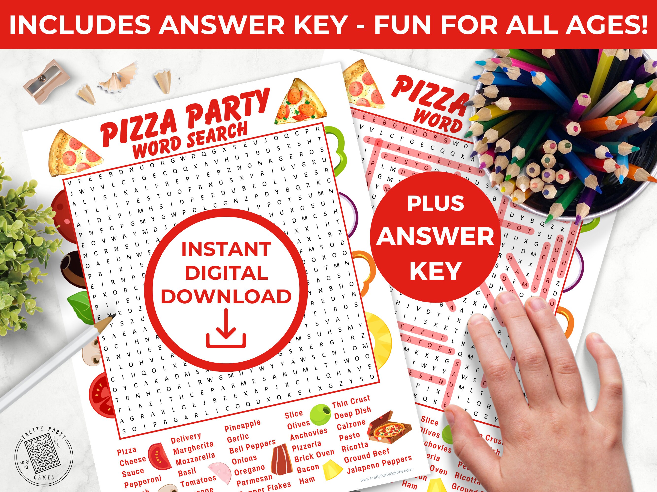 Printable Pizza Word Search Puzzle for Kids & Adults, Fun Pizza Party ...