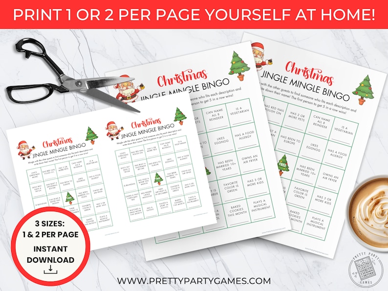 Printable Christmas Jingle Mingle Bingo Game, Fun Dinner Party ...