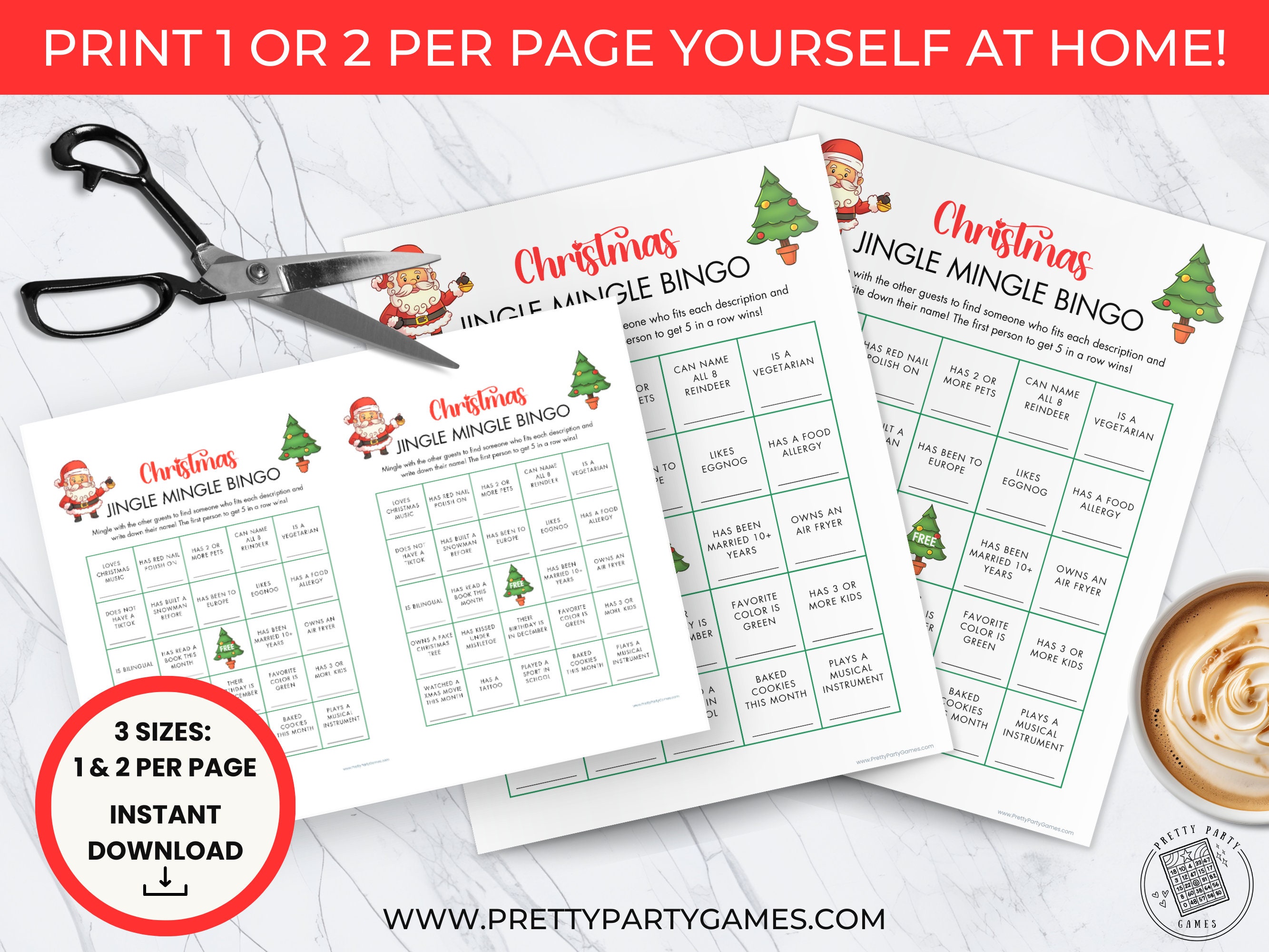 Printable Christmas Jingle Mingle Bingo Game, Fun Dinner Party ...