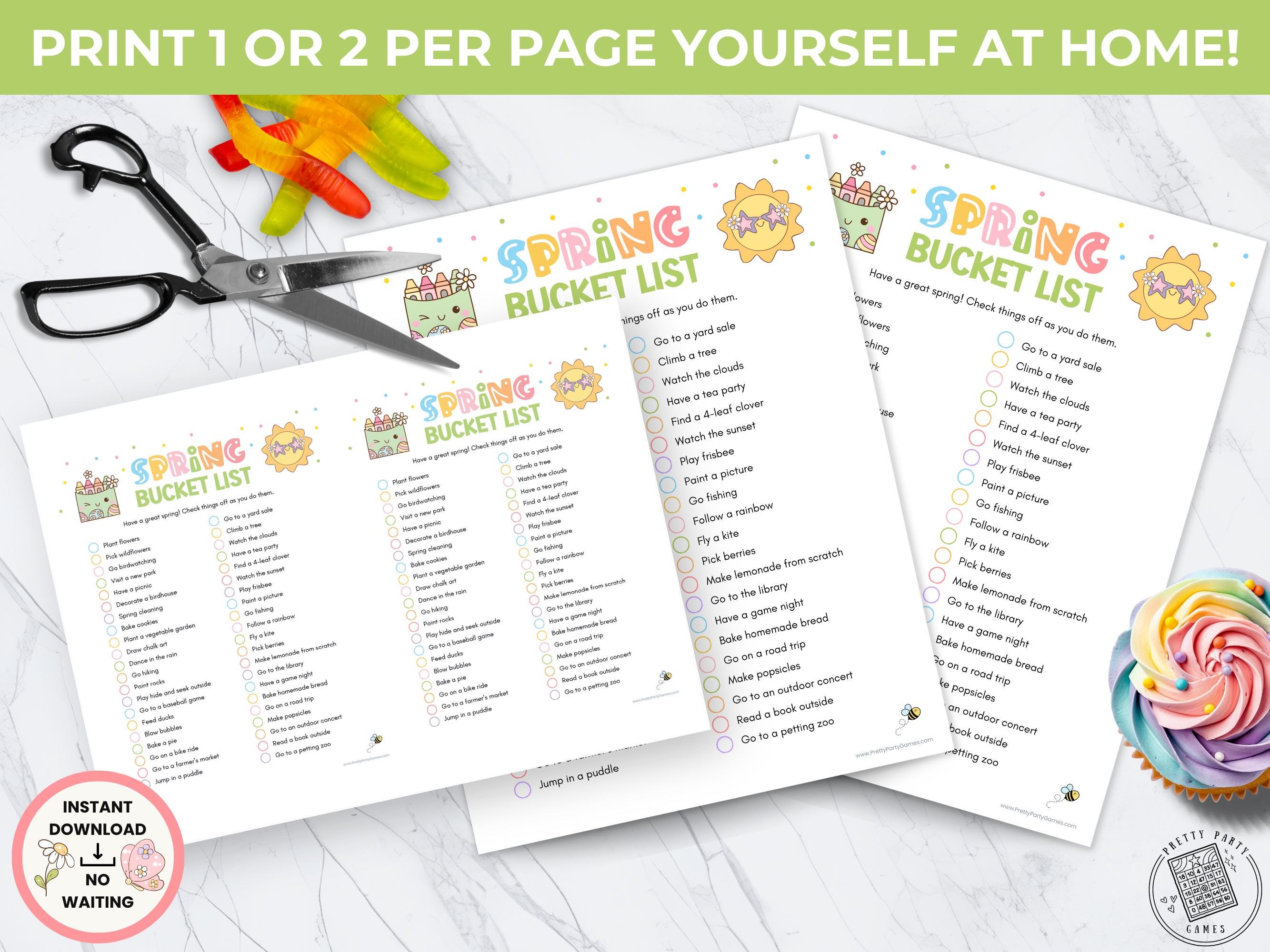 Spring Break Bucket List, Fun Family Activity Checklist, Springtime ...