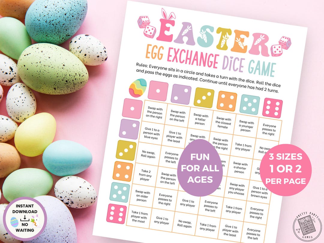 Easter Egg Exchange Dice Game, Fun Easter Egg Swap Party Game for Kids ...