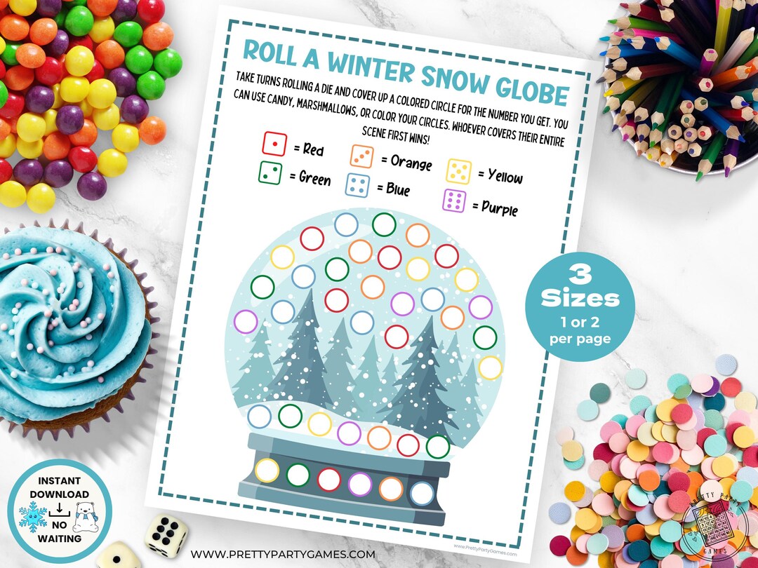Winter Snow Globe Roll A Dice Game, Winter Candy Dice Game for Kids ...