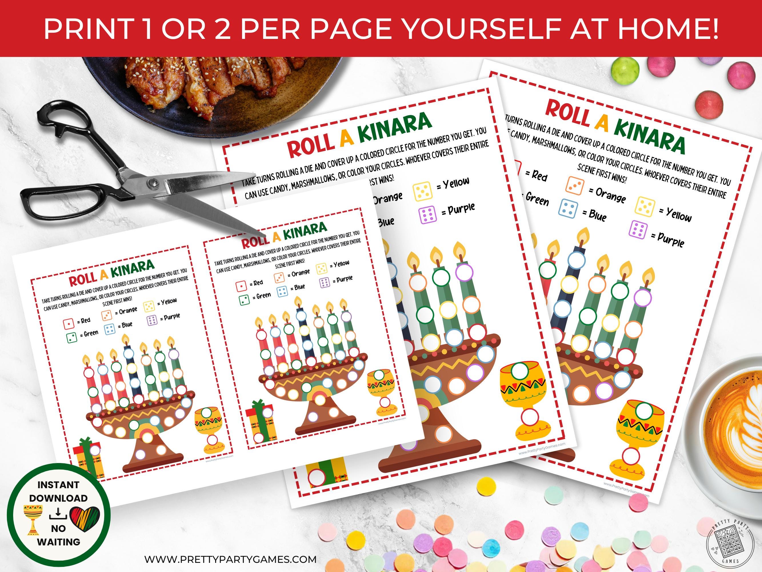 Kwanzaa Kinara Roll A Dice Printable Party Game, Kwanzaa Candy Dice ...