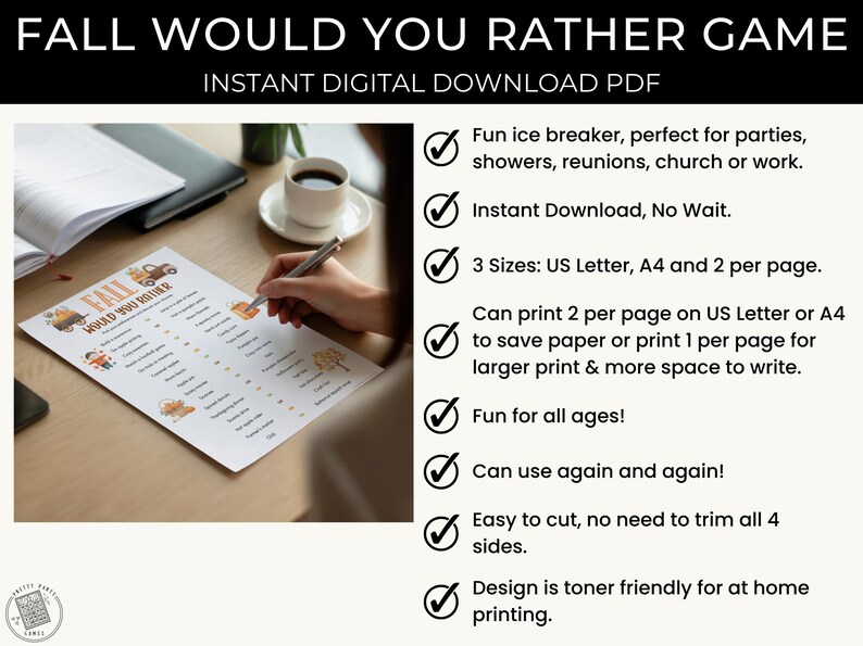 Fall Would You Rather Questions for Adults, Fun Autumn Icebreaker Game ...