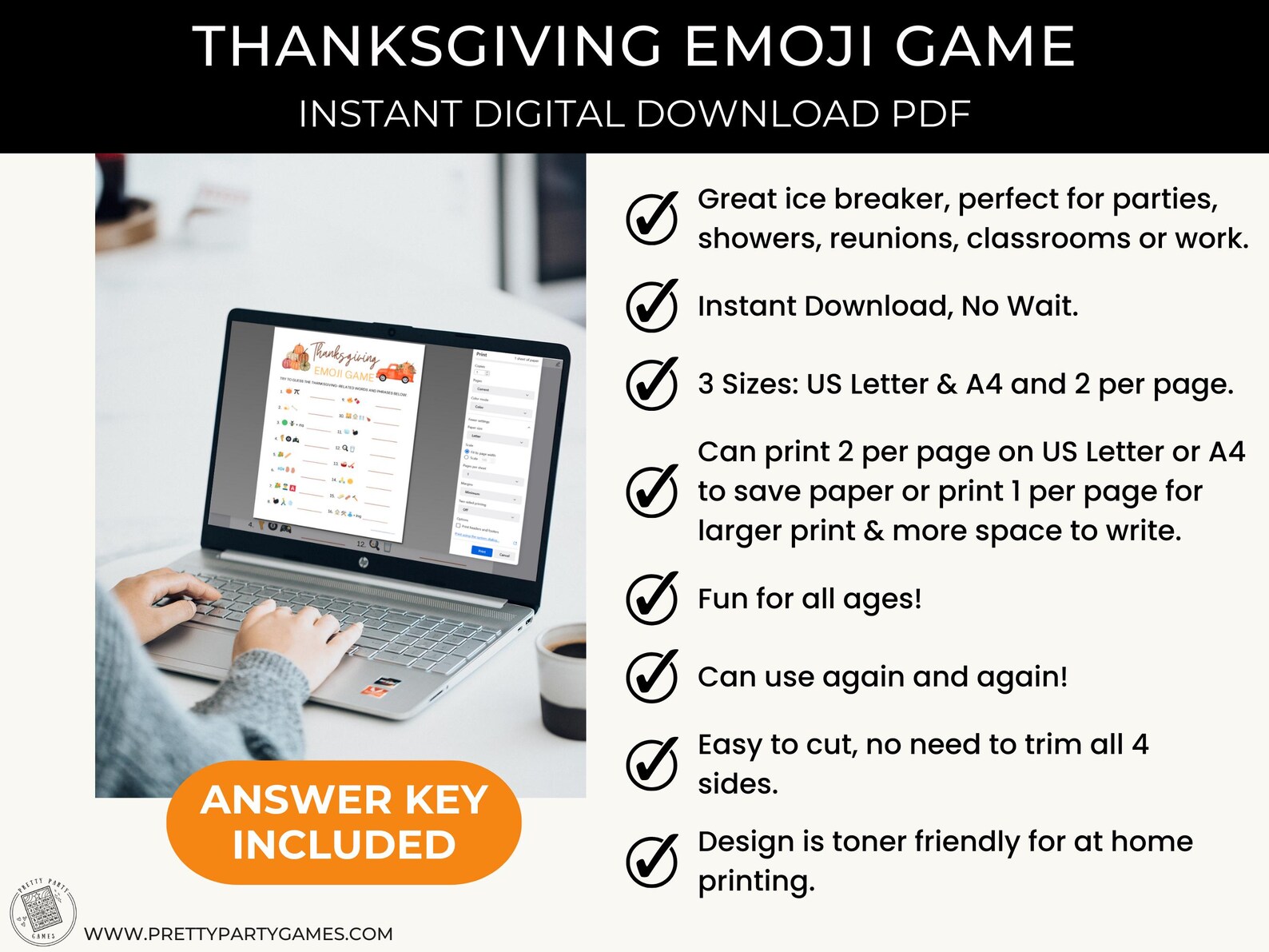 Thanksgiving Emoji Game Printable, Thanksgiving Party Game, Fun ...