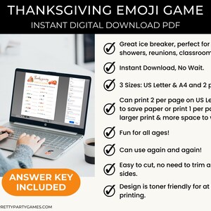 Thanksgiving Emoji Game Printable, Thanksgiving Party Game, Fun ...