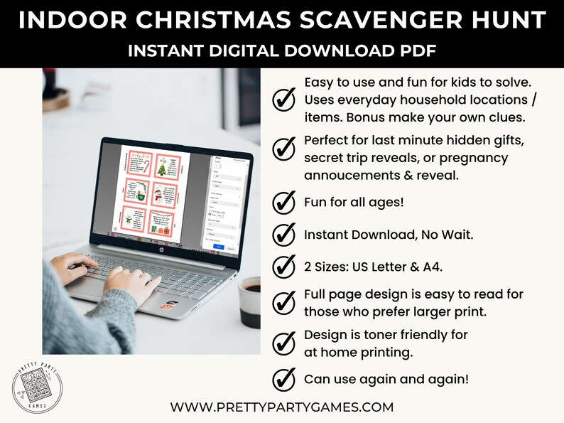 Indoor Christmas Scavenger Hunt for Kids, Printable Christmas Game ...