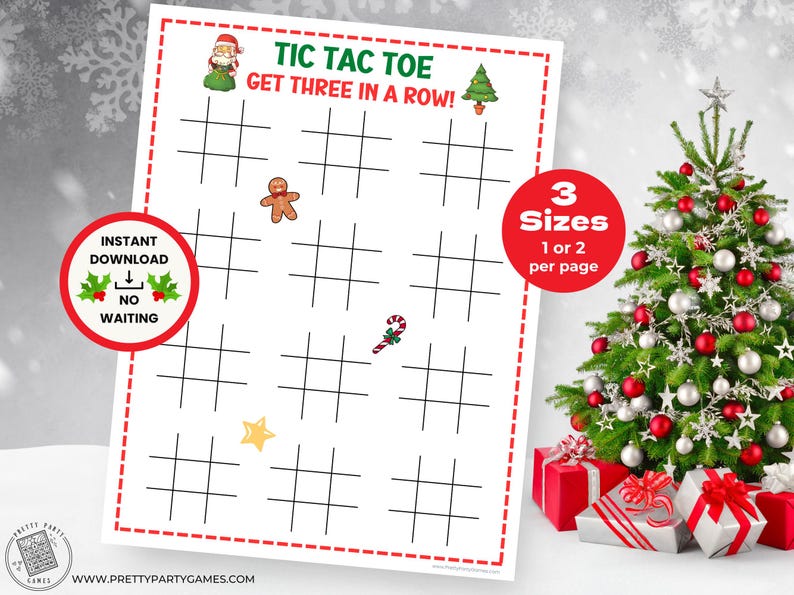 Christmas Tic Tac Toe Game Printable, Fun Christmas Game for Kids ...