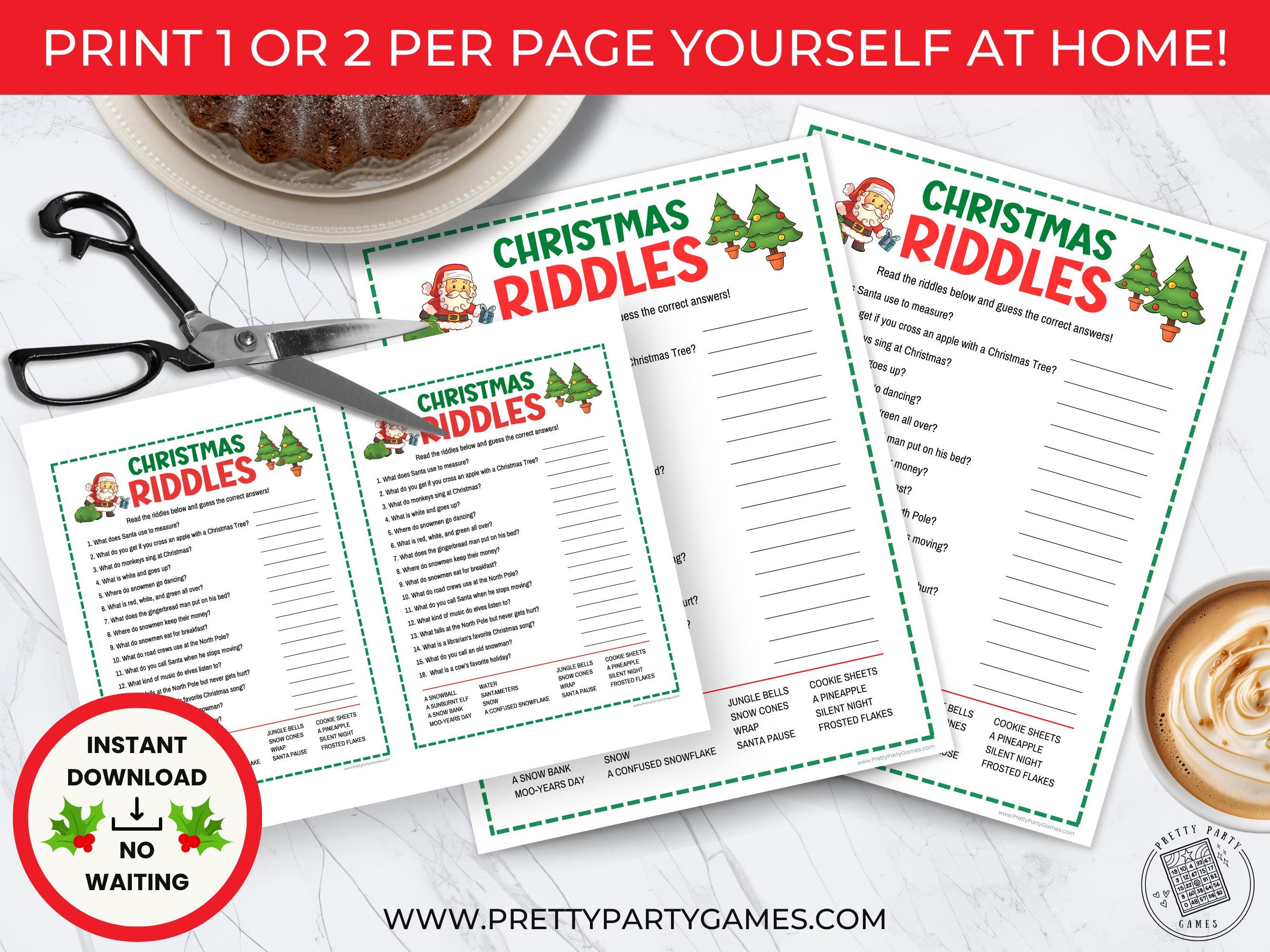 Christmas Riddles for Kids, Printable Christmas Riddle Game, Holiday ...
