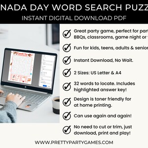 Canada Day Printable Word Search Puzzle and Solution, Canada Day Games ...
