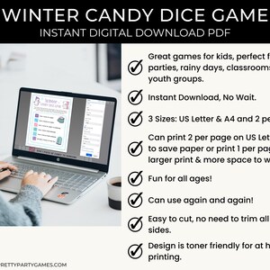 Winter Candy Dice Game Printable, Roll the Dice Winter Wonderland Game ...
