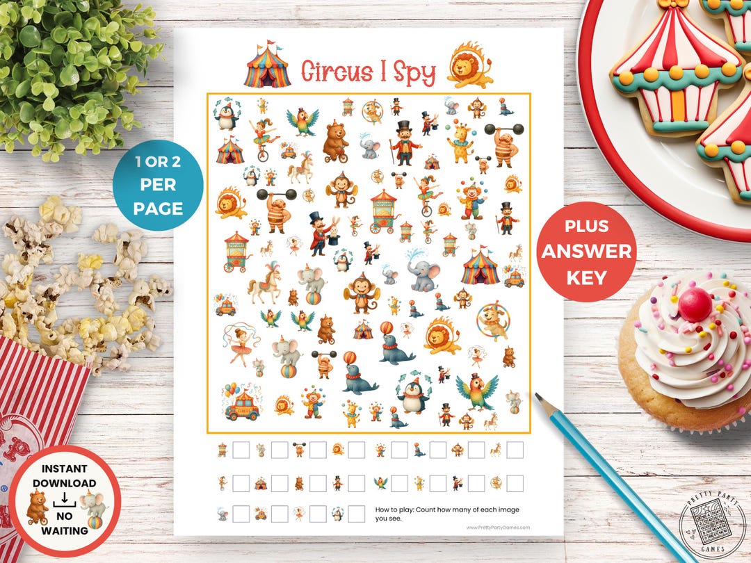 Circus I Spy Game for Kids, Carnival Party Game, Printable Circus Theme ...