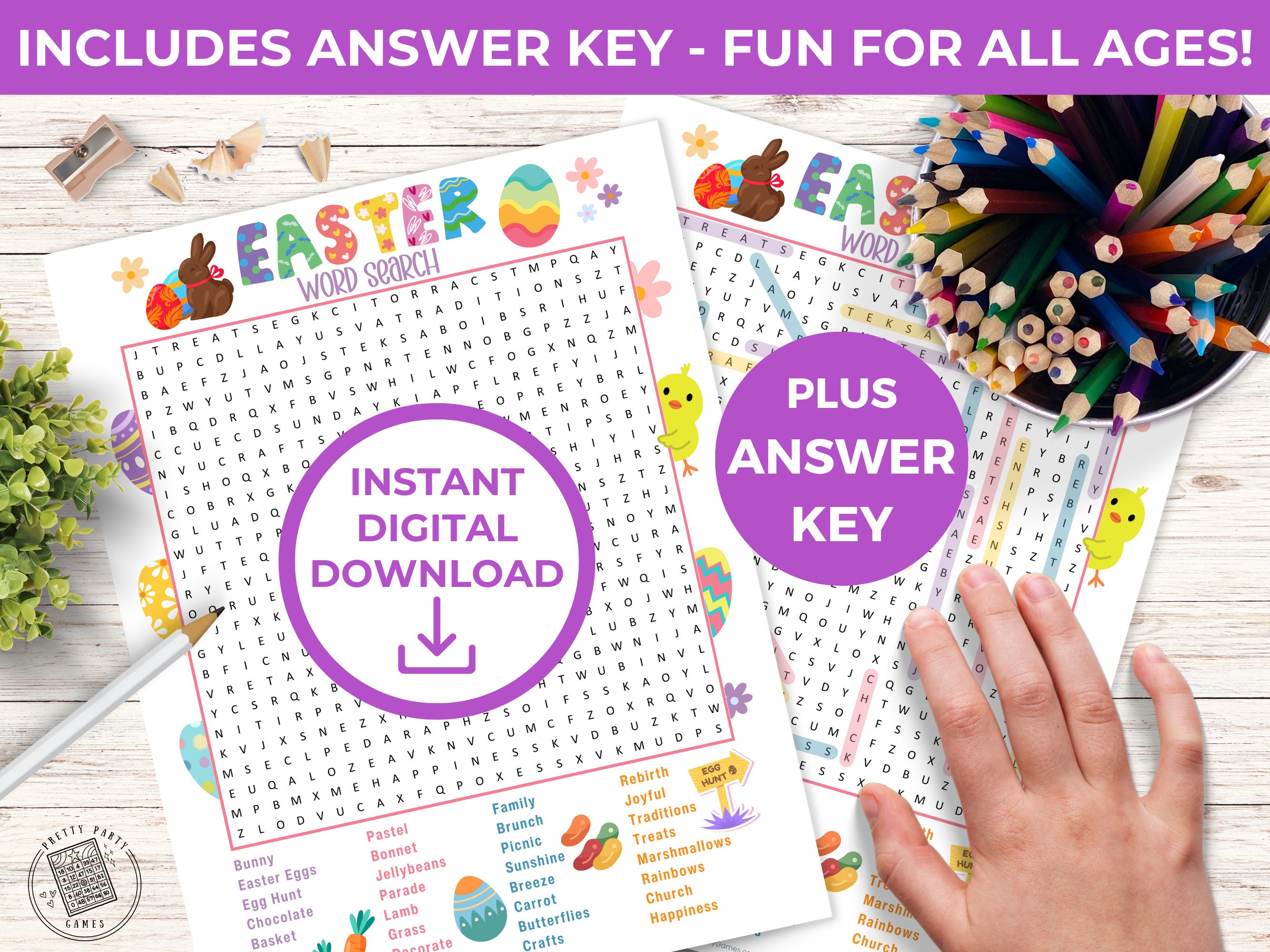 Printable Easter Word Search for Kids & Adults + Answer Key, Fun Easter ...
