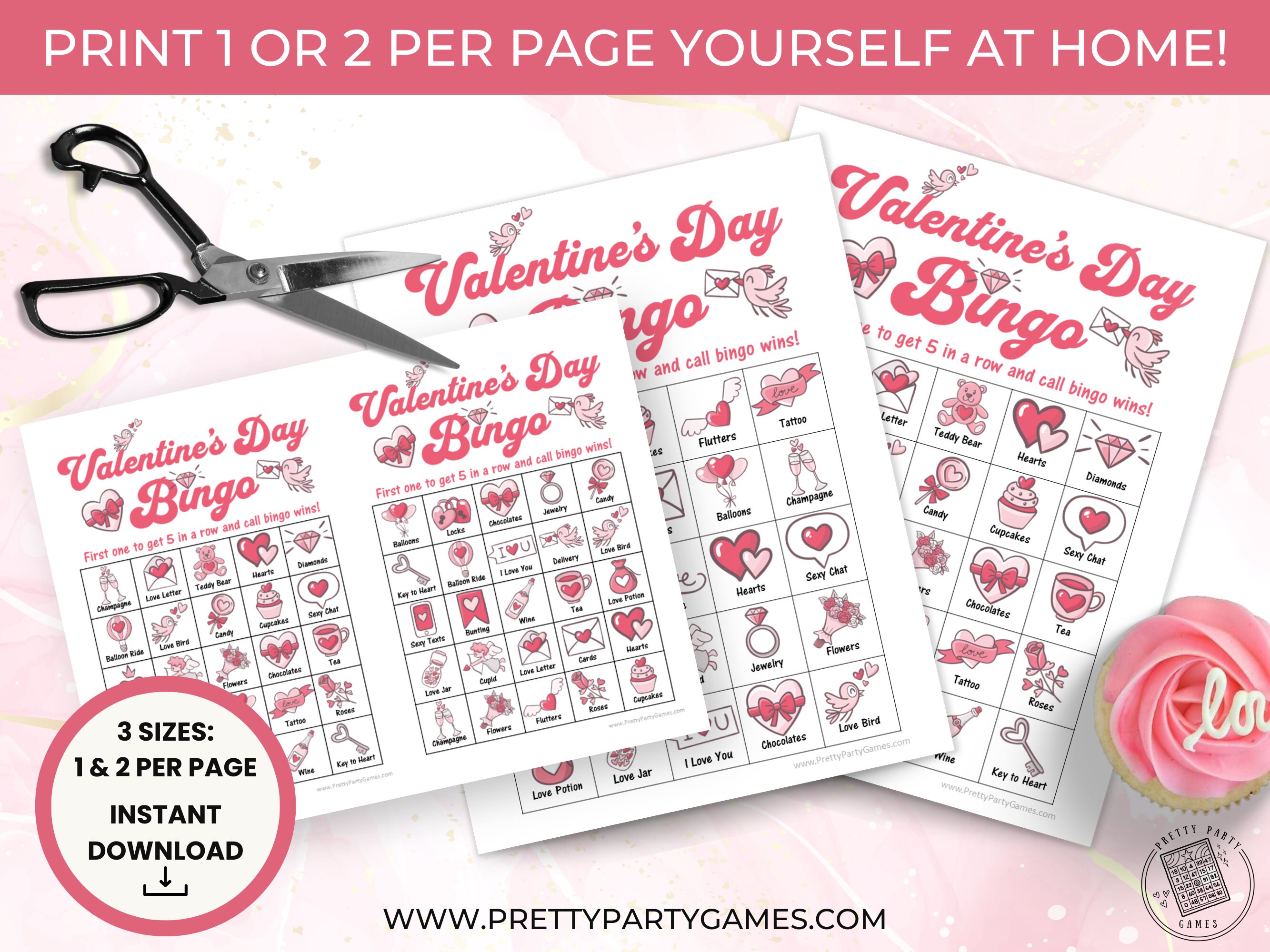 Printable Valentines Day Bingo Cards, Digital Valentines Bingo With ...