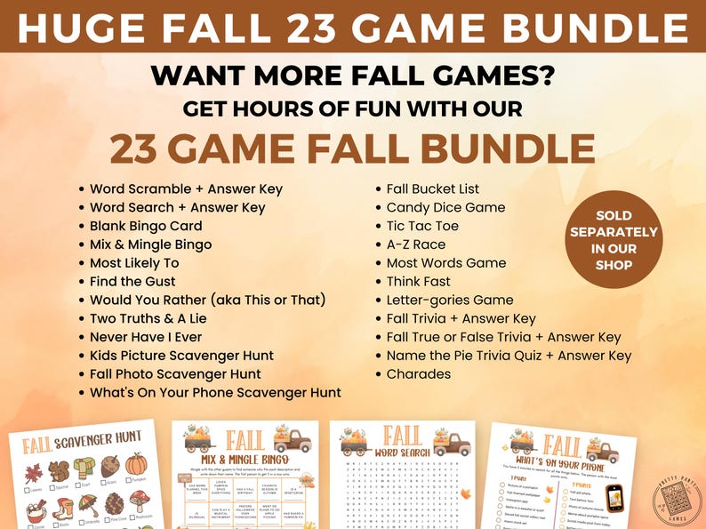 500 Fall Bingo Cards With Numbers, Autumn Printable Party Game, Fun ...