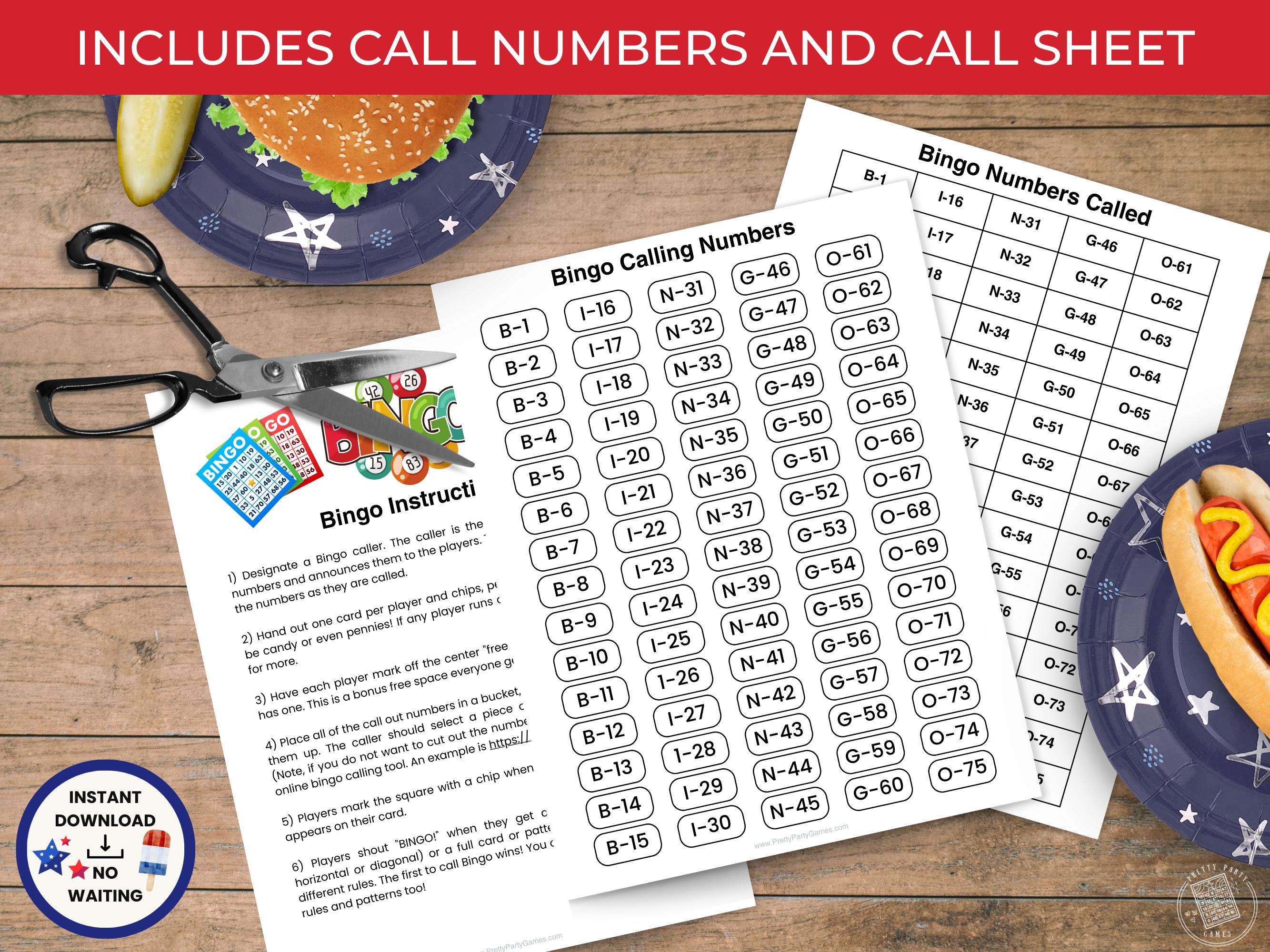 500 Memorial Day Bingo Cards, Printable Bingo Cards With Numbers ...