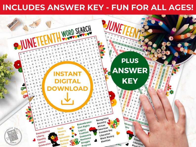 Juneteenth Word Search Game, Juneteenth Activity for Kids & Adults, Fun ...