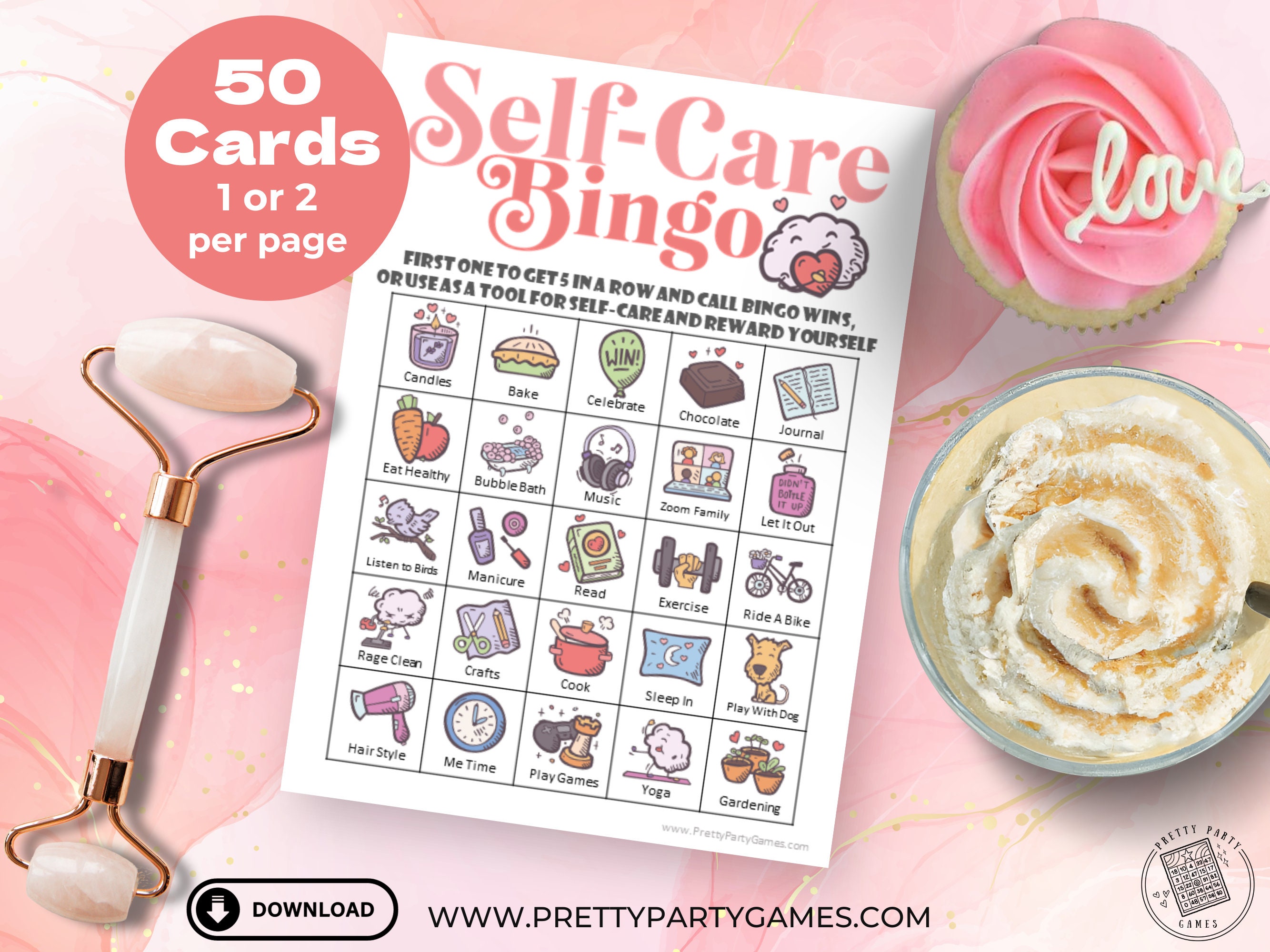 Self Care Bingo Game Printable, 50 Mental Health Self-care Bingo Cards ...