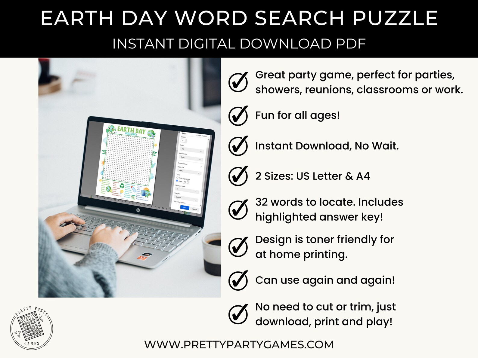 Earth Day Word Search Puzzle and Solution, Earth Day Party Games for ...