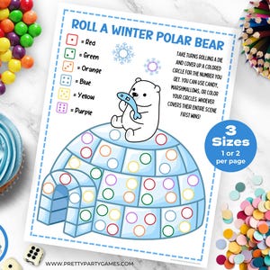 Winter Polar Bear Roll A Dice Game, Winter Candy Dice Game for Kids ...
