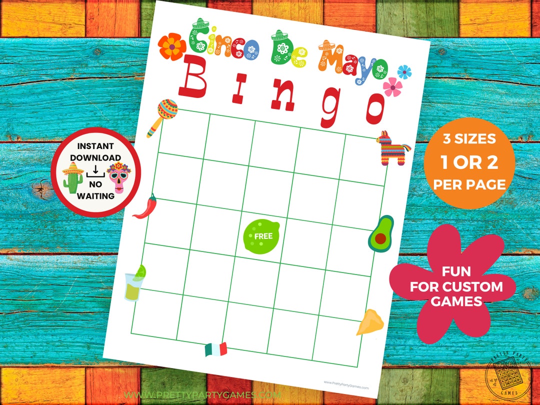Cinco De Mayo Blank Bingo Card Printable, Perfect to Make Your Own ...
