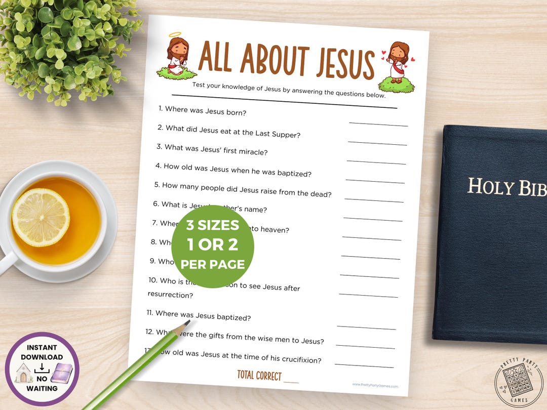 All About Jesus Bible Trivia Game, Christian Trivia Quiz for Kids ...
